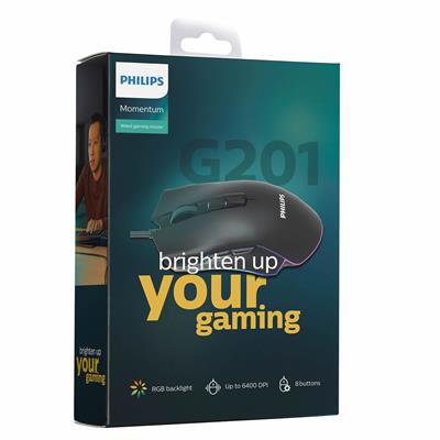 IRION Philips Mouse G201 BL Gaming Usb 1000 a 6400 dpi